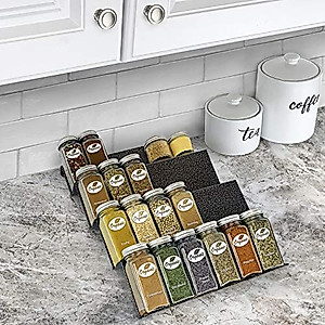 Lynk Professional® Spice Drawer Organizer - Heavy Gauge Steel 4 Tier Spice Rack - Drawer Insert Tray for Spice Jars, Herbs and Seasoning - Kitchen Cabinet Drawer Storage - Silver Metallic, Medium