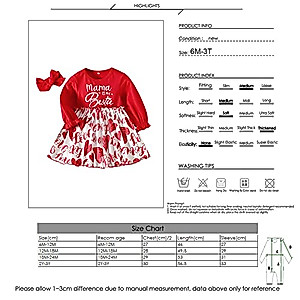 Camidy Baby Girl Dress Infant Girls Long Sleeve Casual Dress Toddler Heart Print A-Line Dress with Bowknot Headband Red