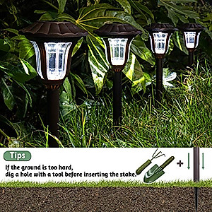 GIGALUMI Solar Pathway Lights, 8 Pack Bright Solar Garden Lights, Solar Powered Walkway Lights, Solar Lights Outdoor Waterproof Solar Path Lights for Yard, Patio, Driveway (Cold White)…