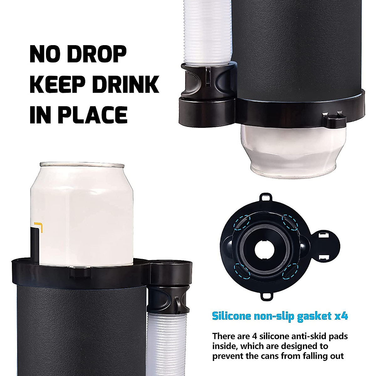 Portable Can or Bottle Cooler & Cup with 2 Detachable Expandable Hose and Bottle Opener Keychain,Hose Funnel Cup for Beverage Drink, Built for Party Bottle Bottle Drinking Funnel(Black)