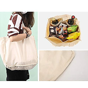 Best Canvas Grocery Shopping Bags 2 Pack - Canvas Grocery Shopping Bags with Handles - Cloth Grocery Tote Bags - Reusable Shopping Grocery Bags - Organic Cotton Washable & Eco-friendly Bags