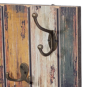 Deco 79 Wood 14 Hangers Wall Hook, 28" x 3" x 8", Multi Colored