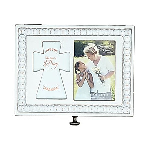 Pavilion - Take Time To Pray - 6.5" long x 5" wide x 3" tall Prayer Box Decorative Keepsake Storage Bin 2.25" x 3.25" Wallet Photo Holder Jesus God Lover Religious Friend Gift Present