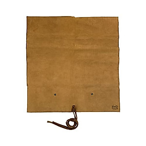 Hide & Drink, Rustic Knife Roll Case (5 pockets), Compact Carry-On Bag for Traveling Chefs & Cooks, Kitchen Tool Storage Organizer, Full Grain Leather, Handmade, Old Tobacco