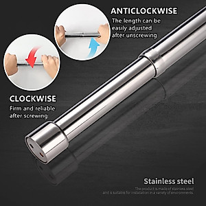 RHBLME 4 Pack Adjustable Closet Rod for Hanging Clothes, 12.2 to 20.1 Inch Stainless Steel Clothing Hanger Telescopic Rod, Heavy Duty Closet Hanging Rod Silver Closet Poles for Wardrobes