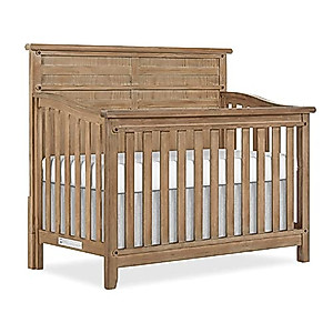 Evolur Andorra 5-in-1 Convertible Crib in Barnwood, Greenguard Gold and JPMA Certified, Made of Hardwood, Easy to Assemble, Wooden Nursery Furniture