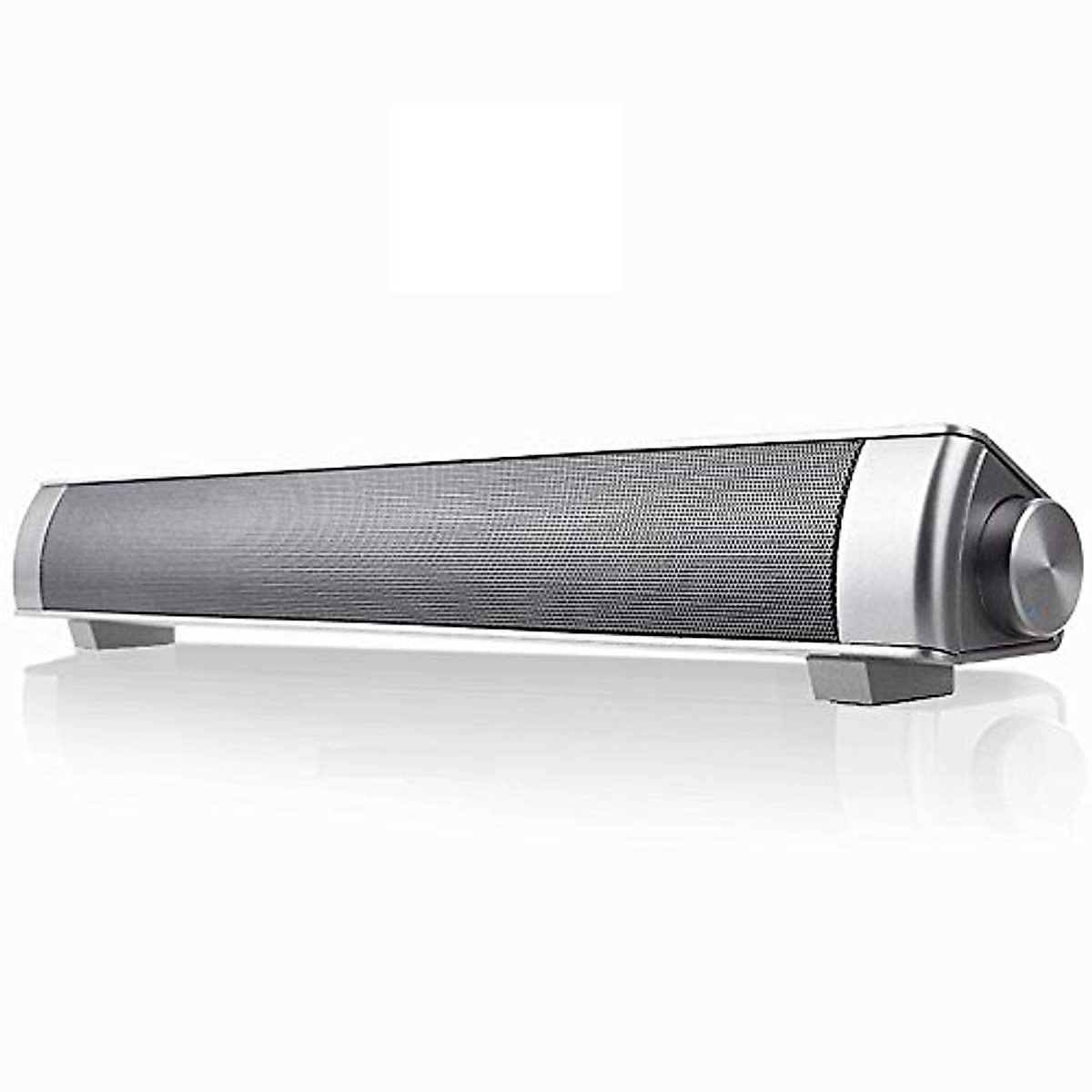 Powerful Portable Soundbar for iMac MacBook PC iPhone Bluetooth 3.0 +EDR, Speakerphone, Powerful 1800mAh Lithium Battery, Super Bass, 3D Stereo Surround Sound 2.0 Channel, Home Cinema System (Silver)