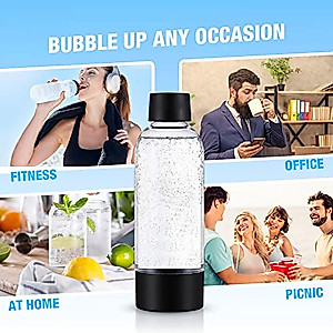 meekoo 4 Pcs Soda Carbonating Bottles Clear Soda Maker Bottle Plastic Soda Bottle Compatible with Soda Drinkmate Soda Maker for Kitchen Home Party Carbonated Drinks Beverages (1 Liter)