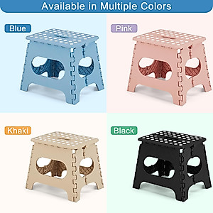 VECELO Folding Step Stool 11 Inch, Non-Slip Surface Portable Foldable 1 Step Stool with Carry Handle, Heavy Duty to Support Kids/Toddler/Adults for Living Room, Kitchen, Bathroom, Blue