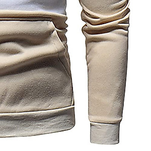 Maiyifu-GJ Men's Patchwork Slim Fit Hoodies Color Block Sport Hooded Sweatshirt Long Sleeve Contrast Color Pullover Hoodie (Light Yellow,4X-Large)