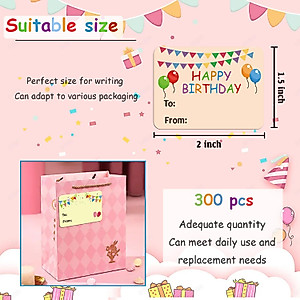 Happy Birthday Gift Tags Name Tags Stickers 1.5 x 2 Inch - Rectangle Christmas to from Labels Present Stickers Festival Birthday Stickers for Kids Party Favors Envelope Packages Seals 300 Pcs