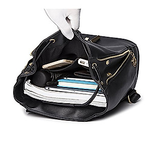 B&E LIFE Fashion Shoulder Bag Rucksack PU Leather Women Girls Ladies Backpack Travel bag (Black)