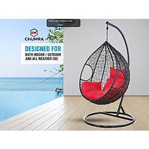 SK CHUMRA Egg Chair Cushion Hanging Basket Chair Pads Wicker Rattan Hanging Seat Cushion Nonslip Soft Headrest & Armrest Outdoor Porch Backyard UV Resistant Patio Hammock Swing Cushions (Red)