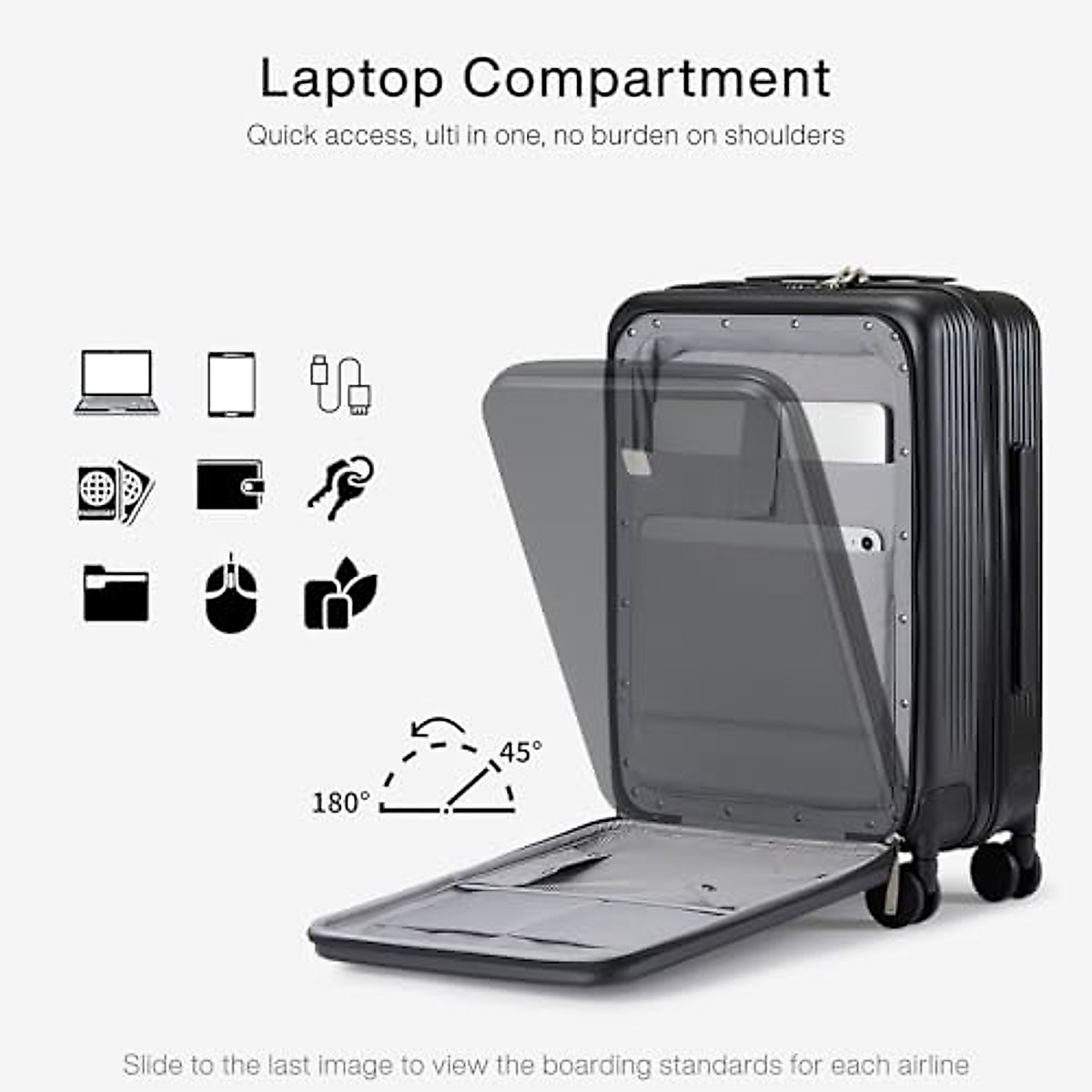 Hanke Grace Expandable Suitcases with Wheels Hardshell Carry On Luggage Airline Approved, 20 Inch Travel Suitcase Lightweight Tsa Luggage for Short Business Trips, Jet Black.