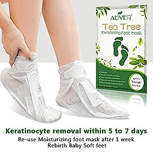 Foot Peel Mask - 5 Pack of Tea Tree Foot Mask - Removes Calluses,Dead and Dry Skin - Repairs Rough Heels, Foot Peeling Mask for Women and Men