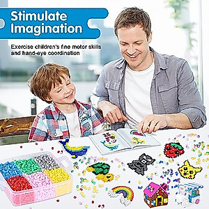 LULUETPUE Fuse Beads Kit,10000PC 5MM Melty Beads Set, Iron Melting Beads Craft Kit with Pegboards,Ironing Paper and Chain Accessories, Arts and Crafts Set for Kids Boys Girls Christmas Birthday Gift