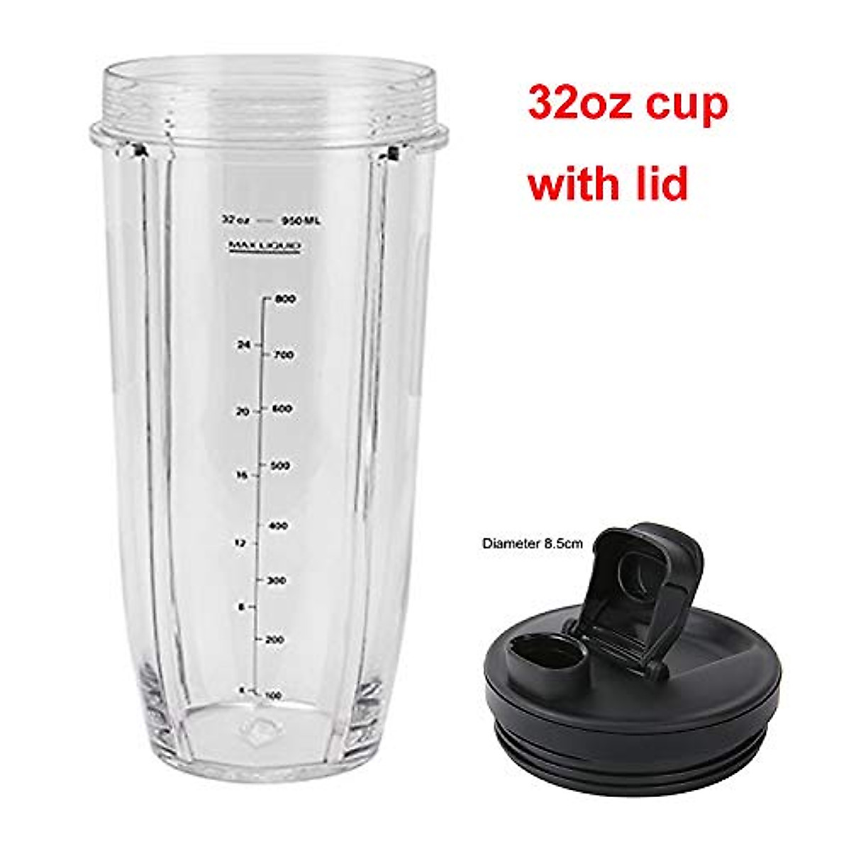 2 Packs Replacement 32OZ Cups With Spout Lids,950ML(32oz) Measuring Scale Cup Mug, FIT FOR ALL Nutri Ninja Pro and Nutri Ninja Auto IQ Series Blenders (2, 27)