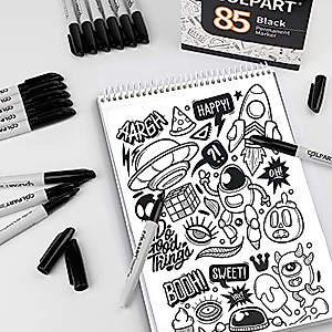 Permanent Markers,Fine Tip Black Permanent Marker Pens Bulk of 85 Pack Black Marker Set Waterproof,Quick Drying Black Markers Permanent Work On Wood,Metal,Plastic,Stone,Glass For Office School Home