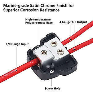 RECOIL DB12 2 Way Power Distribution Block, 1 X 0/2/4 Gauge in / 2 X 4/8 Gauge Out Power Distribution Ground Distributor Block for Car Audio Amplifier Splitter