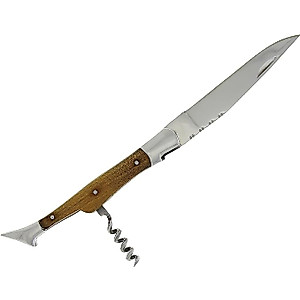 French Home LG052 Connoisseur Pocket Knife with Cork Screw and Olive Wood handle, Wood Grain