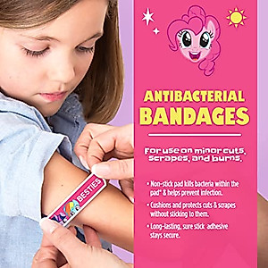 My Little Pony Kids Glitter Bandages, 100 ct Assorted Shapes & Sizes | Wear Like Stickers, Adhesive Bandages for Minor Cuts, Scrapes, Burns. Easter Basket Stuffers for Kids & Toddlers