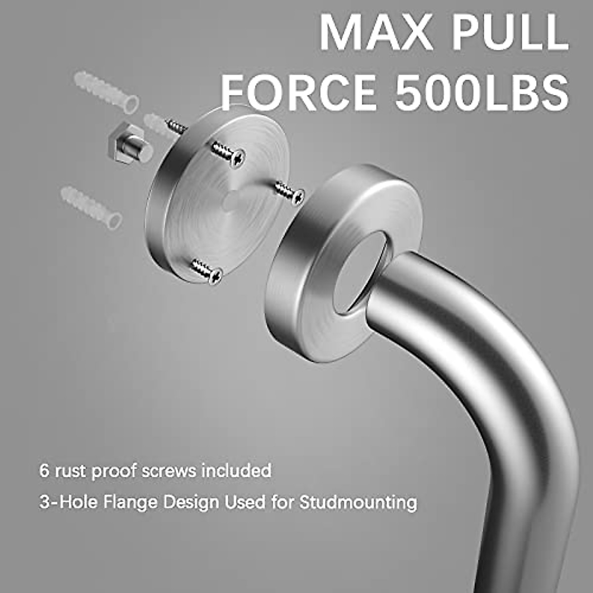 12 Inch Satin Brushed Nickel Shower Grab Bar - 1" Diameter, iMomwee Stainless Steel Bathroom Grab Bar Handle, Balance Bar for Shower and Wall, Safety Hand Rail Support, Handicap Elderly Assist Handle