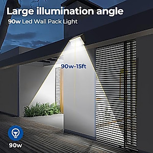 CINOTON 90W UL Listed 12000LM Outdoor Led Wall Pack Light with Dusk-to-Dawn Photocell Sensor, IP65 Waterproof 5000K Daylight Wall Mount Lights, Support 110-277V AC Power Replace [400W HID/HPS]