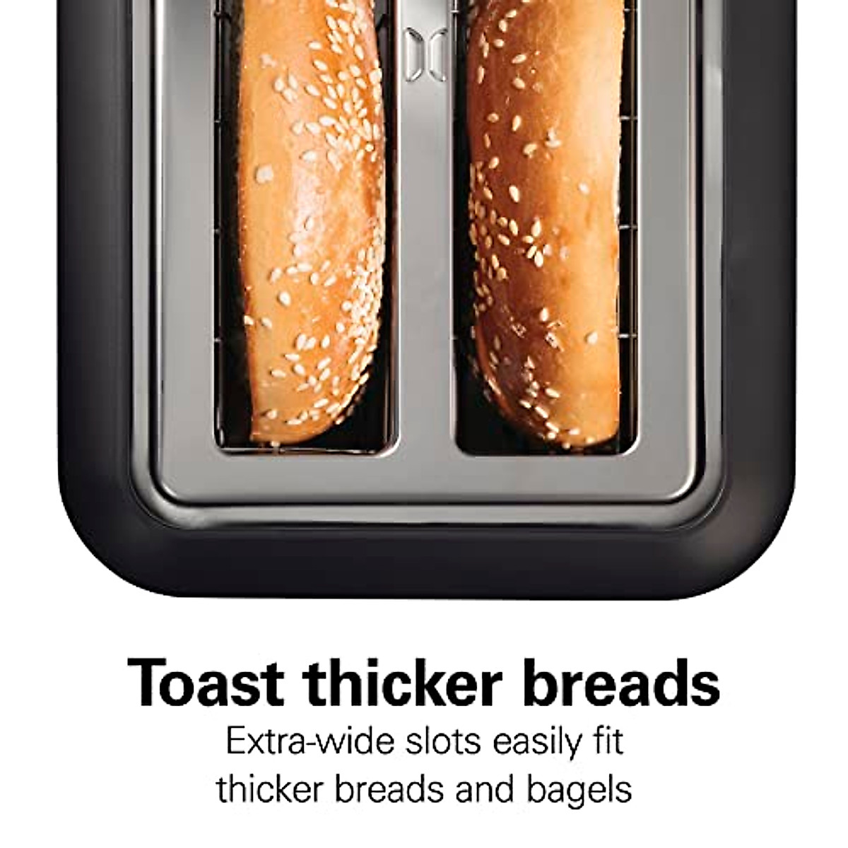 Hamilton Beach Gourmet 2 Slice Extra-Wide Slot Toaster with Sure-Toast Technology, Shade Selector, Bagel Setting, Black and Stainless Steel (22996)