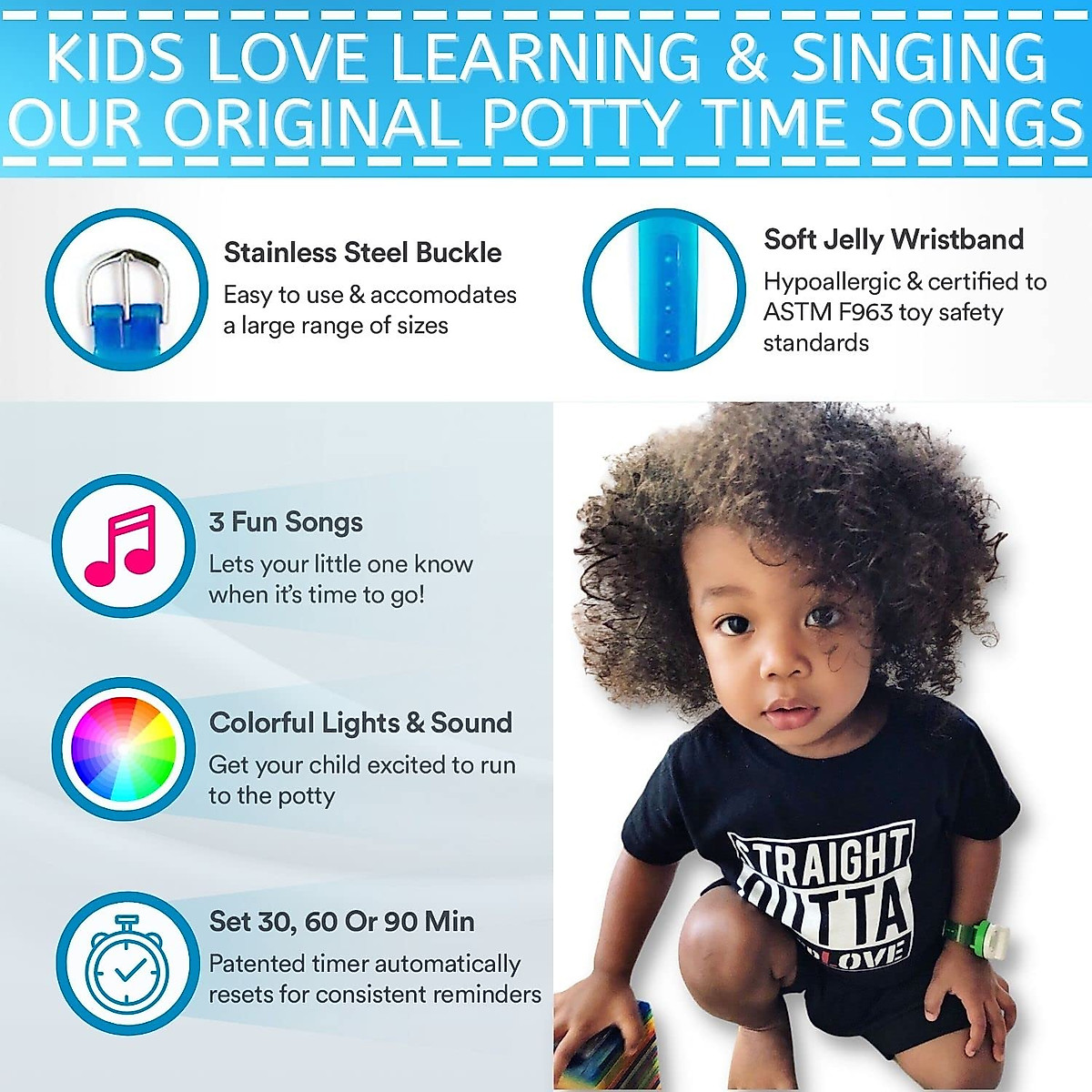 Potty Time: The Original Potty Watch | Water Resistant, Toilet Training Aid, Warranty Included. (30, 60 or 90 Min Automatic Timers Plays Music & Flashing Lights for Fun & Gentle Reminders)Blue & Green