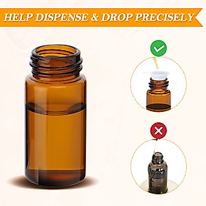 PRECIPETTE 5ml Sample Vials, Pack of 100 Amber Glass Sample Bottles with Screw Cap, Funnel, Dropper, Lab Sample Vials for Laboratory, Taking Water Samples, Seeds, Essential Oil