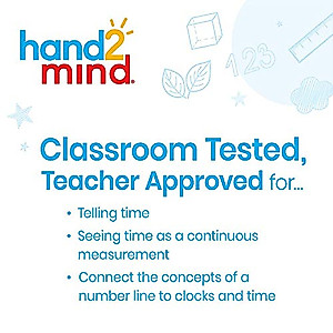 hand2mind - 92286 Number Line Clock for Kids Ages 5-10, Turn A Number Line Into A Clock, Hands-on Way to Go from Counting Numbers to Telling Time, Learning to Tell Time Clock, Homeschool Supplies (Set of 1)