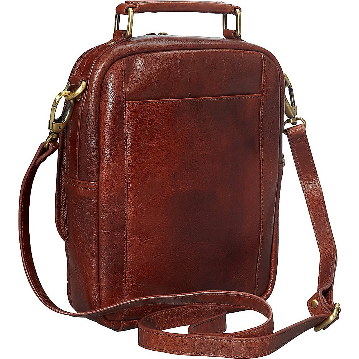 Mancini Leather Goods Buffalo Leather Large Unisex Bag (Cognac)