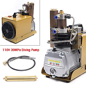 CNCEST 110v High Voltage Electric Pcp Air Compressor, Submersible Pump 30mpa 4500psi Scuba Submersible Pump Water Cooling