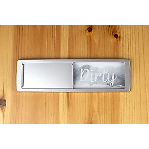 Aqua & Gray Sliding Clean Dirty Magnet for Dishwasher, Strong Dirty Clean Dishwasher Magnet, Aqua Watercolor Dish Indicator with 2 Adhesive Stickers