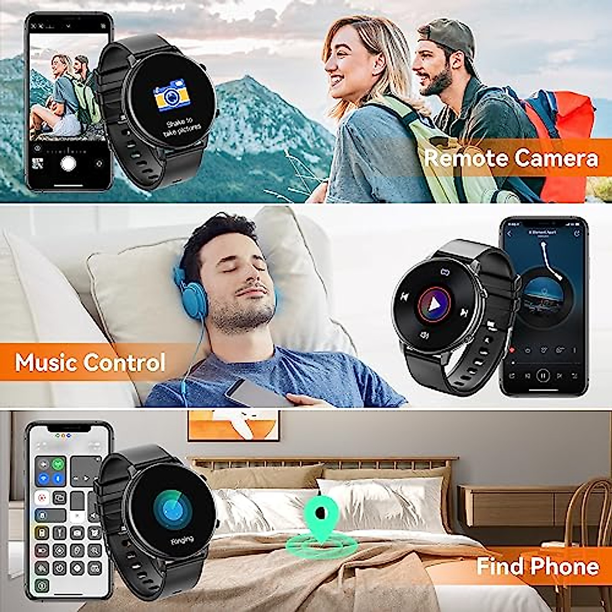 Smart Watch, Bluetooth Call Smartwatch for Men and Women,Monitoring Heart Rate/Sleep/Blood Oxygen/Pedometer,1.39-inch Fitness Tracker with Multiple Sports Modes,Smartwatches fit for IOS and Android