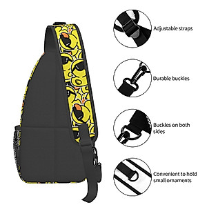 Cartoon Duck Sling Bag For Women Men,Funny Animal Design Crossbody Shoulder Bags Casual Sling Backpack Chest Bag Travel Hiking Daypack For Outdoor