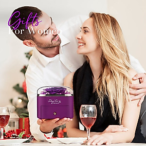 NEWNOVE Preserved Real Purple Rose with Purple Necklace -Forever Flowers Gifts for Mom Grandma Wife Girlfriend, Anniversary Birthday Gifts for Women I Love You Gifts for Her