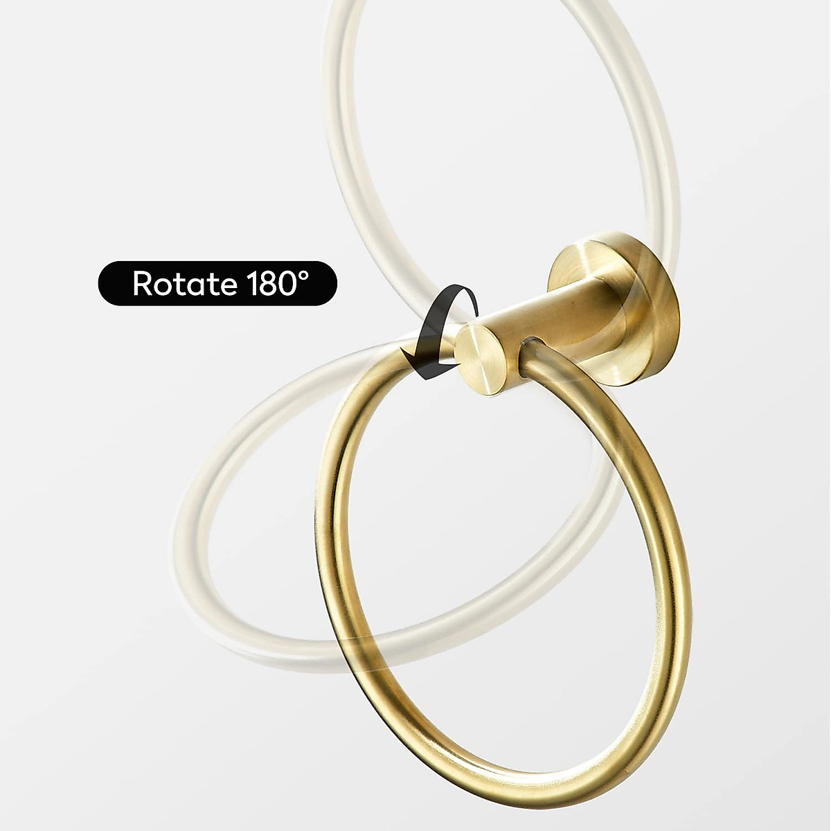 BATHSIR Gold Towel Holder, Brushed Gold Towel Ring Wall Mounted for Bathroom, Heavy Duty Stainless Steel Morden Bathroom Kitchen Wall Mounted Towel Holder