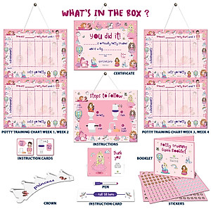 ATHENA FUTURES Potty Training Chart for Toddler, Girls, Sticker Chart for Potty Training, 4 Week Reward Chart, Certificate, Instruction Booklet, Reward Sticker Chart - Princess Design