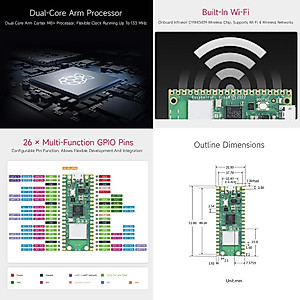 Waveshare Pi Pico W Microcontroller Board, with Pre-soldered Header, Based on RP2040 Dual-core Processor (3 Items)