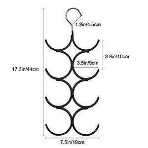 Yizhi Scarf Hanger Organizer Holder, No Snag Belt Rack Tie Hanger Sturdy 8 Hook Space Saving Closet Accessory Organizer for Scarves, Ties, Belts, Shawls, Pashminas and Jewelry (2, Black)