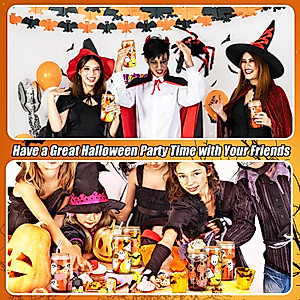 SiliFine 6 Pcs Halloween Drinking Party Glasses 16 oz Ghost Pumpkin Glass Cup with Bamboo Lid and Glass Straw Spooky Can Shaped Beer Glass Bat Mason Jar Glass Cups for Halloween Party Gift