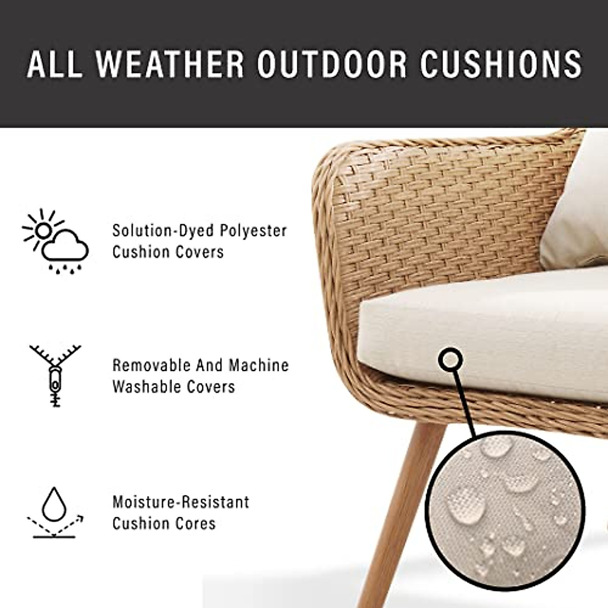 Crosley Furniture CO7185-LB Landon Outdoor Wicker Chairs (Set of 2) Light Brown
