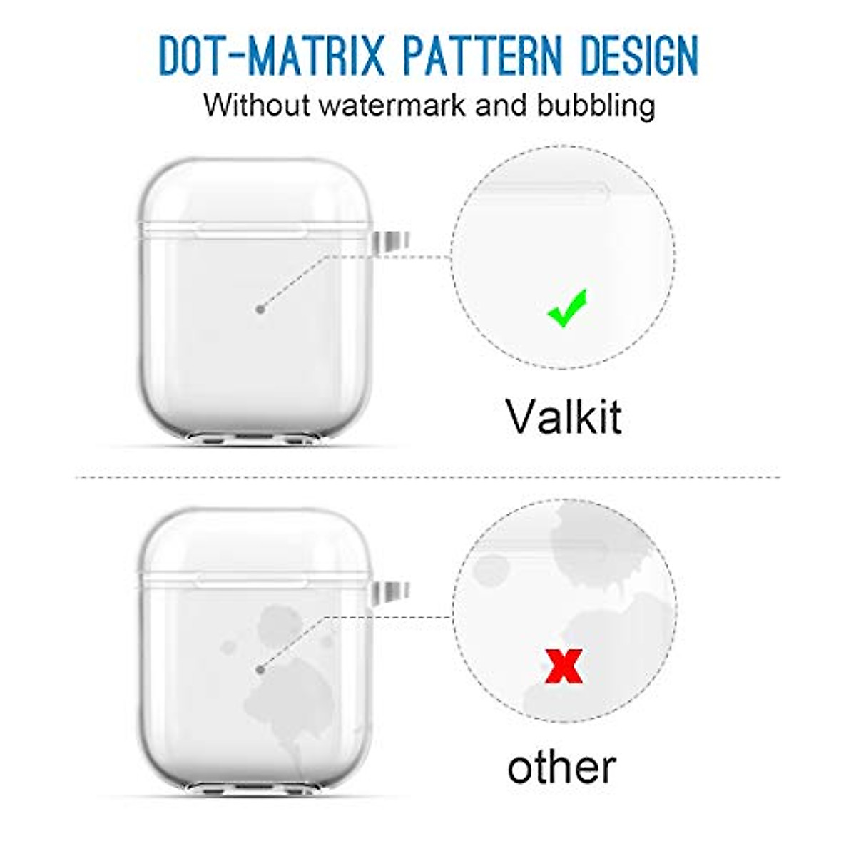 Valkit Compatible AirPod Case Cover, Clear Airpods Case with Keychain Soft TPU Protective Cover Shockproof Case for Girls Women Men Compatible with Apple AirPods Charging Case 2 & 1 - Transparent