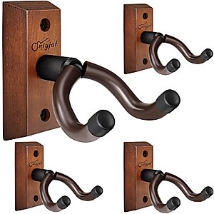 SNIGJAT Guitar Hanger 4 Pack, Hardwood Guitar Wall Mount, Rotatable Guitar Wall Hanger with Screws, V-Shaped Guitar Mount Hanger Hook Holder Stand for Acoustic Electric Guitar, Bass, Banjo, Mandolin