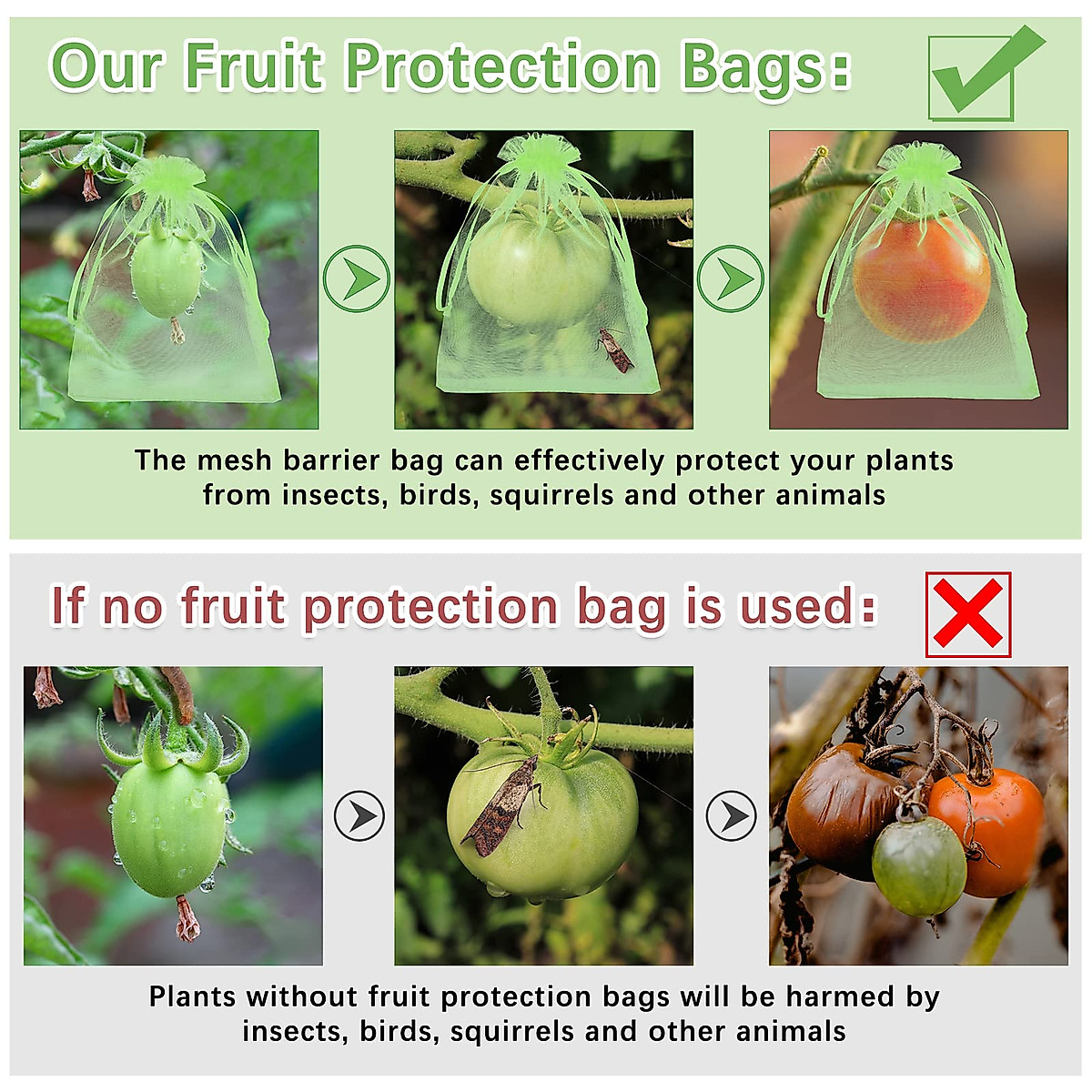 200 Pcs Fruit Protection Bags Fruit Netting Bags with Drawstring Fruit Bags for Fruit Fruit Protect Bags Vegetable Fruit Net Fruit Cover Mesh Bag for Protecting Fruits(Fruit Green,6 x 8 Inch)