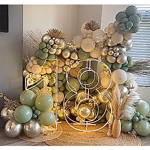 Sage Green Balloon Garland Arch Kit 139PCS Avocado Green Sand White Metallic Gold Neutral Latex Balloons for Baby Shower Bridal Shower Birthday Party Decorations
