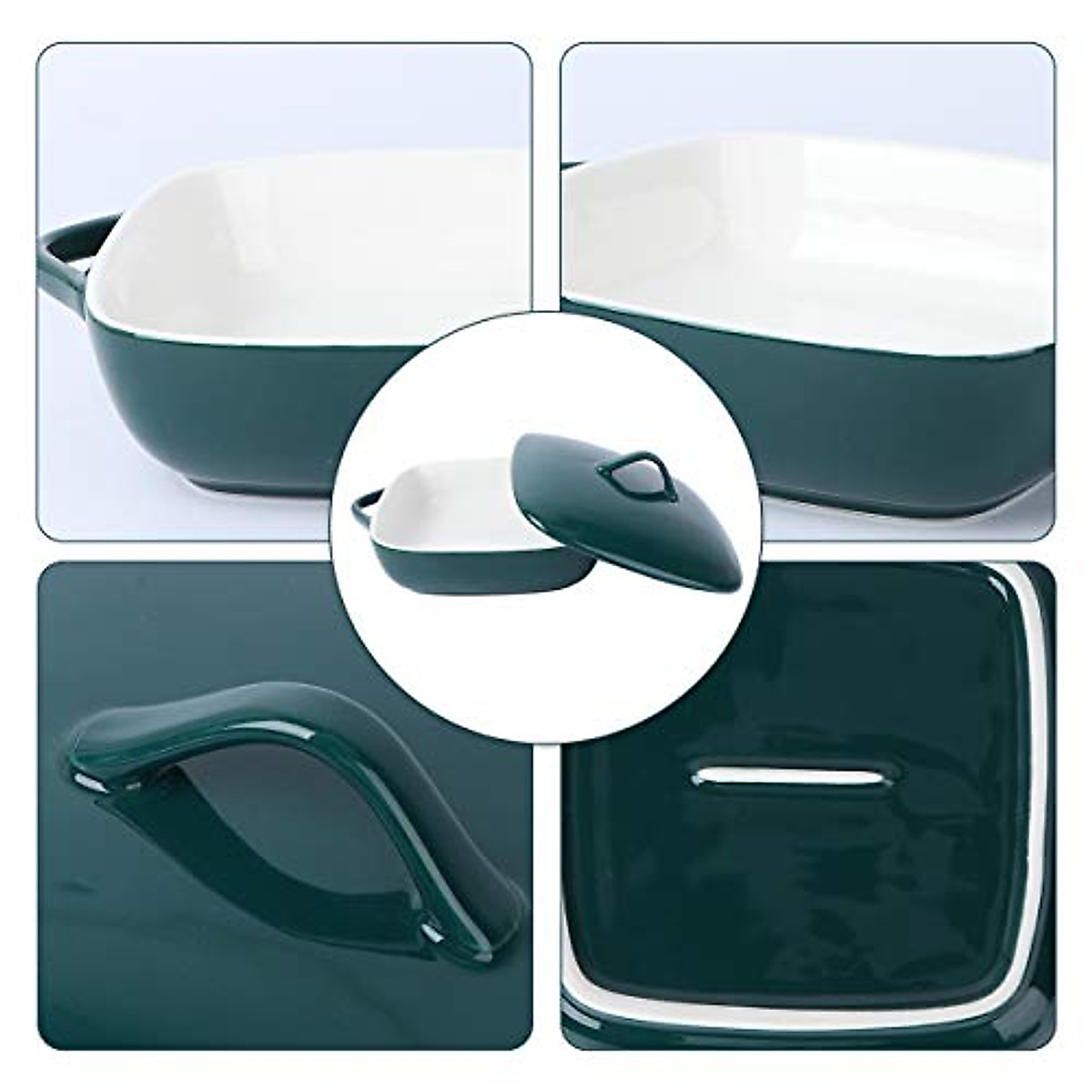 Ceramic Bread Pan Ceramic Cooking Dish Nordic Binaural Cake Dessert Bread Baking Pan with Cover Lid Micro Oven Square Plate Tray for Home Kitchen Shop Red Ceramic Loaf Pan