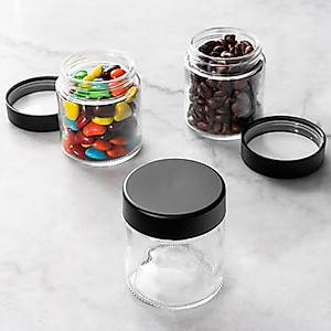 (50 Pack) 3oz Thick Glass Jars with Black Child Resistant Lids - Airtight Storage Containers for Herbs, Spices, Cosmetic, Medicine & More