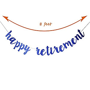 StarsGarden Happy Retirement Banner, I'm Retired, Goodbye Tension Hello Pension, Goodluck We Will Miss You Retirement Party Hanging Paper flag(Blue)